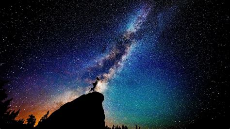 Landscape Night Galaxy Nature Space Sky Silhouette Stars Milky