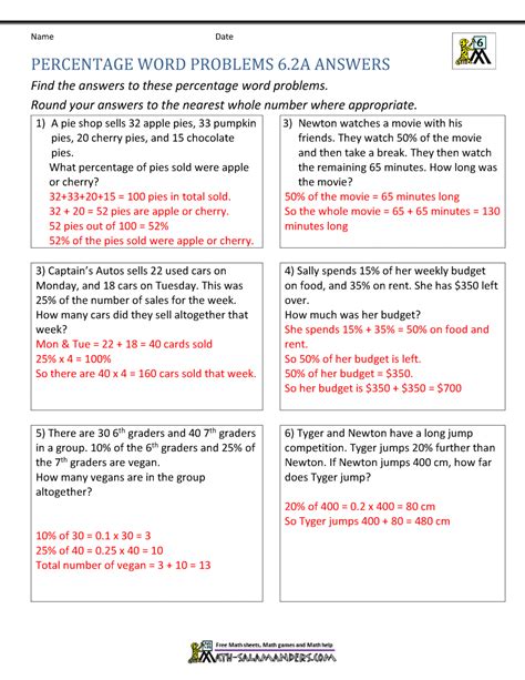 Grade 6 Math Worksheet Proportions Word Problems K5 Learning 6th