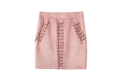 Jellpe Autumn Lace Up Leather Suede Pencil Skirt Winter 2018 Cross High Waist Skirt Zipper Split