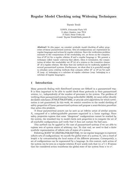pdf regular model checking using widening techniques