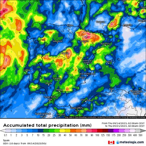 Pronóstico de lluvias a siete días los mapas de precipitación