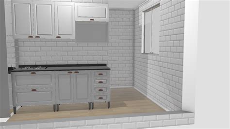 Cozinha Americana Luciane De Mylena Planta 3D Mooble