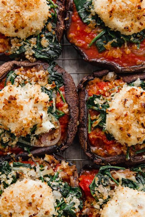 Stuffed Portobello Mushrooms With Crispy Goat Cheese A Beautiful Plate