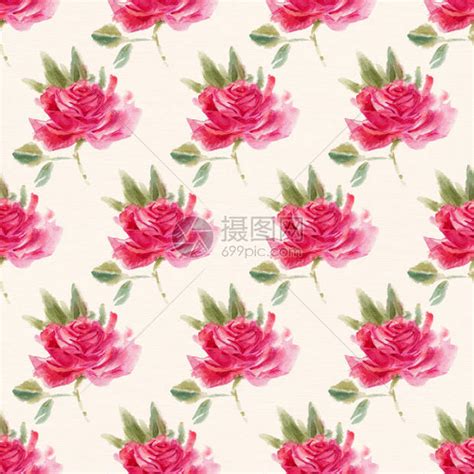 与水彩玫瑰的无缝模式手绘插图插画图片下载 正版图片502730477 摄图网