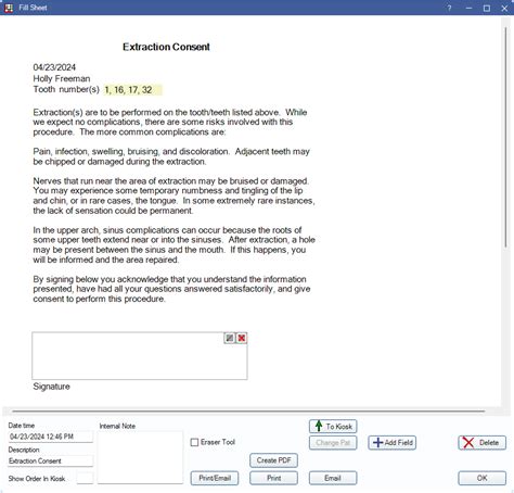 Printable Dental Extraction Consent Form