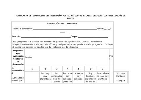 DOC FORMULARIO DE EVALUACIÓN DEL DESEMPEÑO POR EL MÉTODO DE ESCALAS