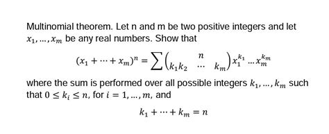 solved multinomial theorem let n and m be two positive