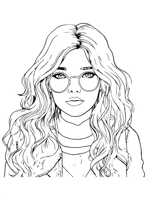 Coloriage Très Belle Adolescente télécharger et imprimer gratuit sur