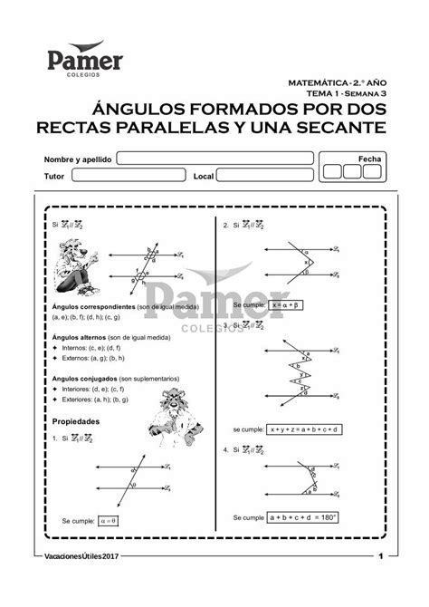 PDF MATEMÁTICA 2 AÑO TEMA 1 Semana 3 ÁNGULOS FORMADOS POR DOS
