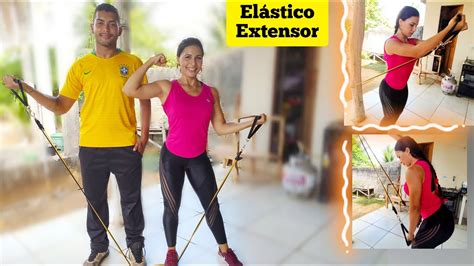 Treino para membros superiores usando Elástico Extensor treino em
