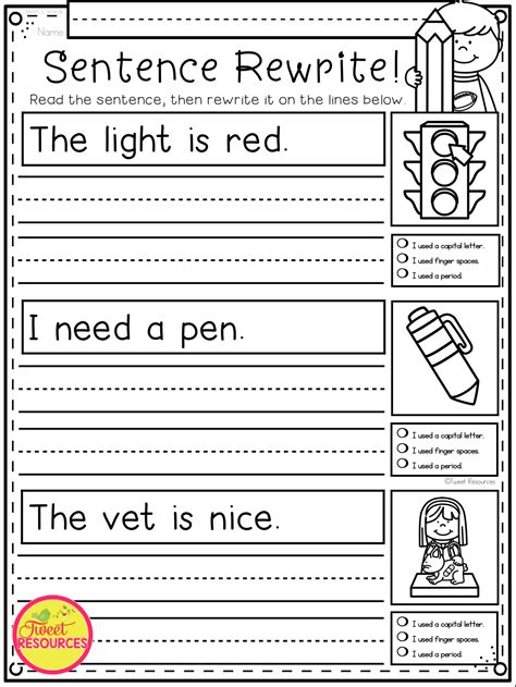 Sentence Worksheets Sentence Writing Worksheets For Kinderga