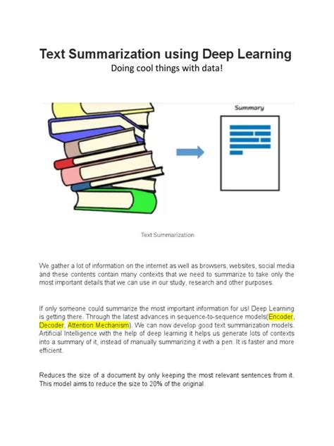 text summarization using ai deep learning pdf