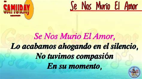 Pista Karaoke Se Nos Murio El Amor Grupo Samuray YouTube