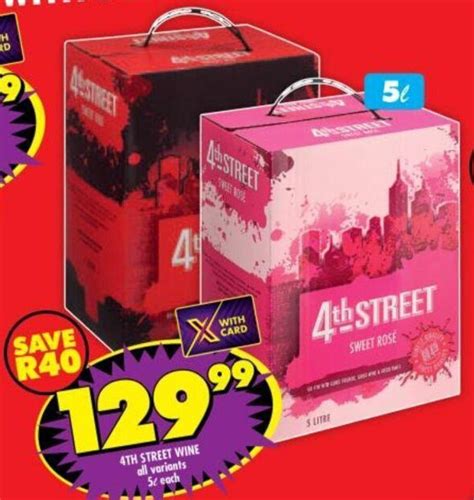 4th Street Wine All Varaints 5l Each Offer At Shoprite