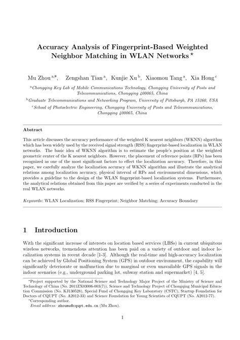 pdf accuracy analysis of fingerprint based weighted neighbor matching in wlan networks