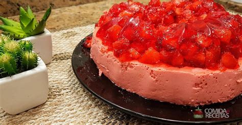 Receita De Gelatina De Morango Creme De Leite Comida E Receitas