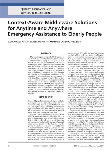 pdf context aware middleware solutions for anytime and anywhere emergency assistance to