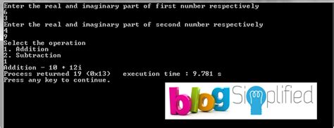 program to add and subtract two complex numbers using structures blogging simplified