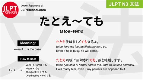 Tatoe Temo Jlpt N Grammar Meaning Japanese Flashcards