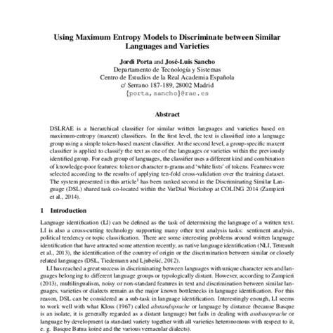 using maximum entropy models to discriminate between similar languages and varieties acl anthology