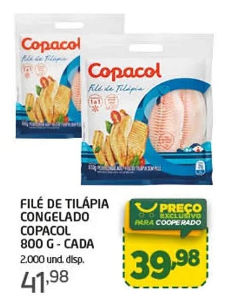 FILÉ DE TILÁPIA CONGELADO COPACOL 800 G CADA oferta na Cooper