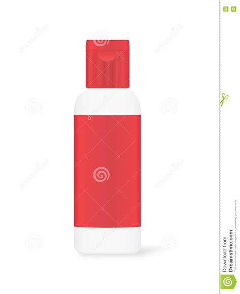 Garrafa Plástica Branca Etiqueta Vermelha E O Tampão Vermelho