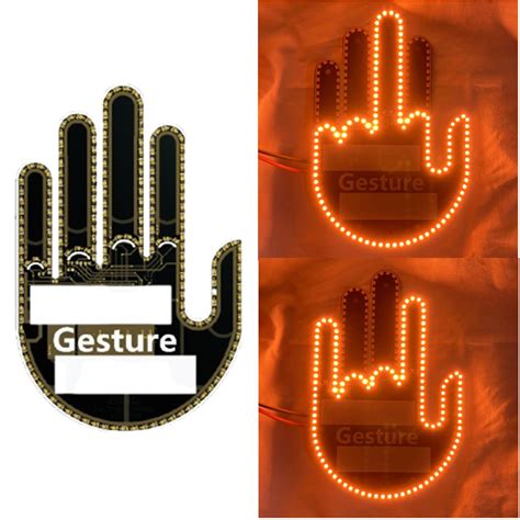 Gesture Led Funny Car Finger Light With Remote Gesture Led Funny Back