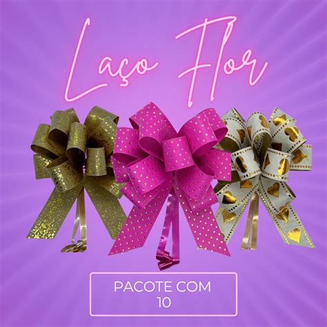 Laço Pronto Para Presente e Embalagem Laço Coração Flor 10 unidades