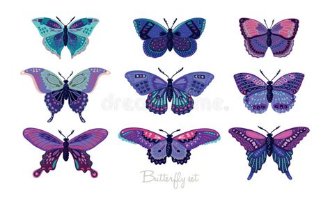 Grupo De Silhuetas Decorativas Das Borboletas Ilustração Do Vetor