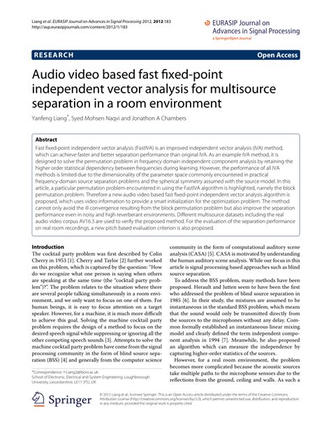 pdf audio video based fast fixed point independent vector analysis for multisource separation
