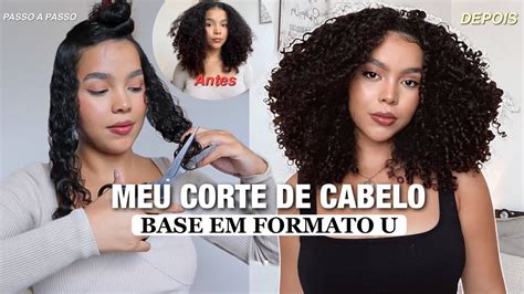 Cortei meu cabelo sozinha manutenção corte em camadas base em U sem