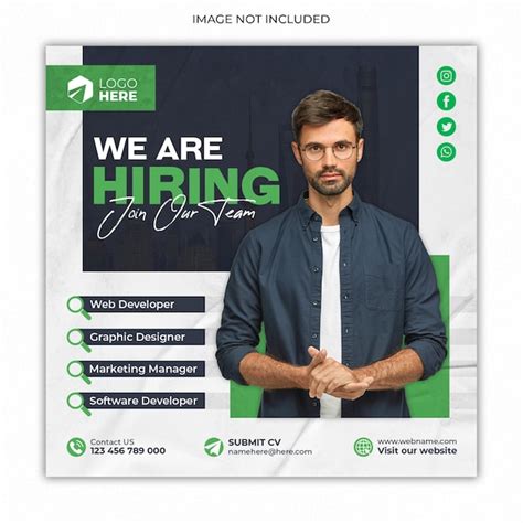 Premium PSD We Are Hiring Social Media Instagram Post Or Job Vacancy