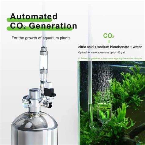 FZONE générateur de CO2 dAquarium Kit de réacteur de système 4L avec