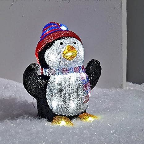 Lights4fun Light Up Penguin LED Christmas Acrylic Figure For Indoor