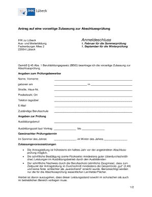 Ausf Llbar Online Ihk Schleswig Holstein Antrag Auf Eine Vorzeitige