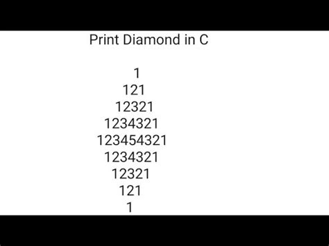 Print Diamond Pattern Using C Programming Language Youtube