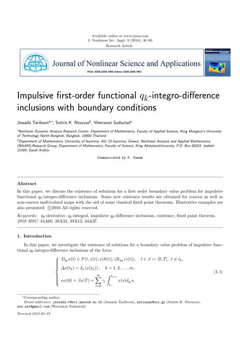 pdf impulsive first order functional qk integro difference inclusions with boundary conditions