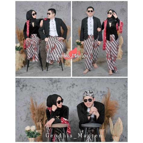 Jual Set Baju Prewed Baju Adat Jawa Solo Motif Parang Garuda