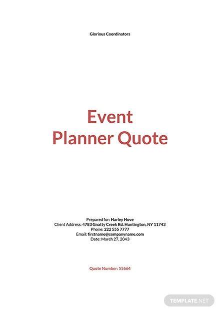Sample Event Planner Quotation Template Google Docs Word Template