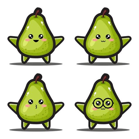 Premium Vector Cute Cartoon Avocado Fruit Kawaii Design Premium