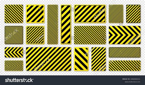 Various Black Yellow Warning Signs Diagonal Stock Vector Royalty Free