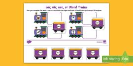 Zz Qu Ch Sh Th Ng Phase 3 Phonics Train Cut And Stick Matching