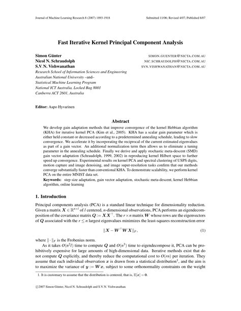pdf fast iterative kernel principal component analysis