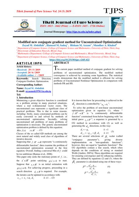 pdf modified new conjugate gradient method for unconstrained optimization
