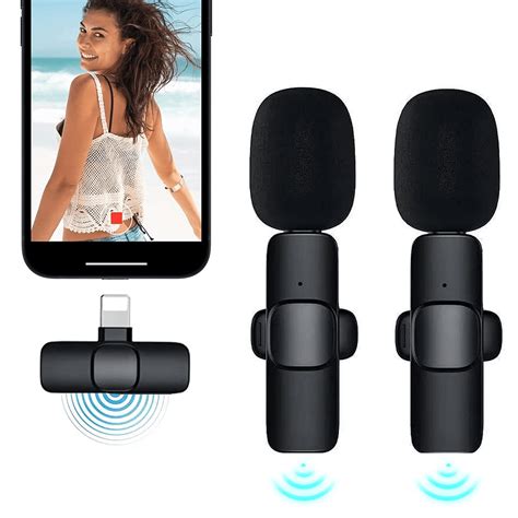 Microfone De Lapela Sem Fio Wireless Duplo USB Lightning Para Iphone