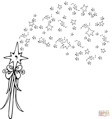Disegno Di Bacchetta Di Fata Con Polvere Di Stelle Da Colorare