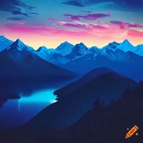 Colorful Stars Over Mountains And Lake On Craiyon