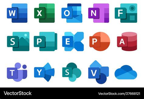 Set Microsoft Office Icons 2021 Royalty Free Vector Image
