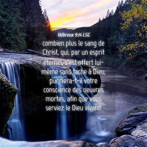 Hébreux 9 14 LSG combien plus le sang de Christ qui par un