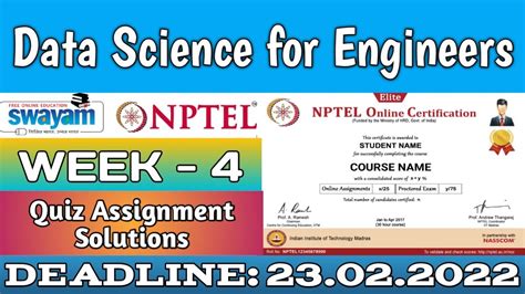 nptel data science for engineers week 4 assignment answers 2022 youtube